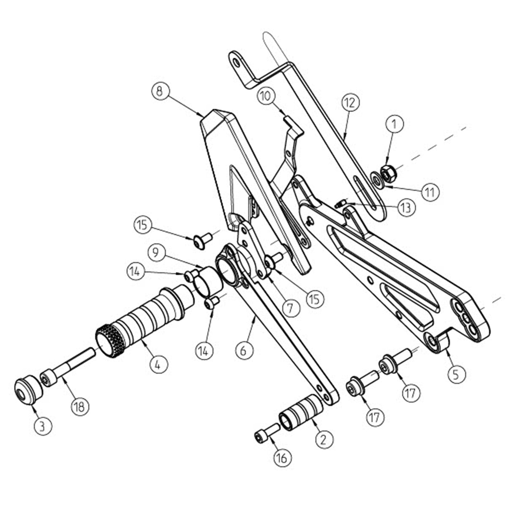 GP2 RR Right Foot Peg System – Kramer Motorcycles Parts